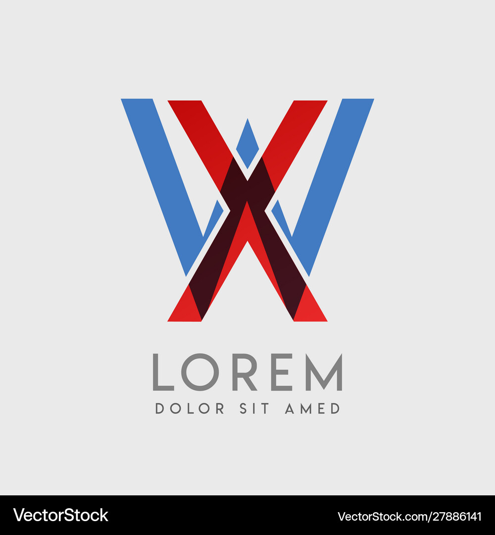 Xw logo letters with blue and red gradation Vector Image