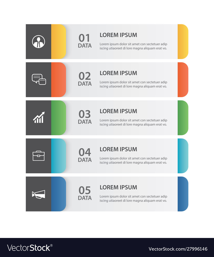 5 data infographics tab paper index template Vector Image