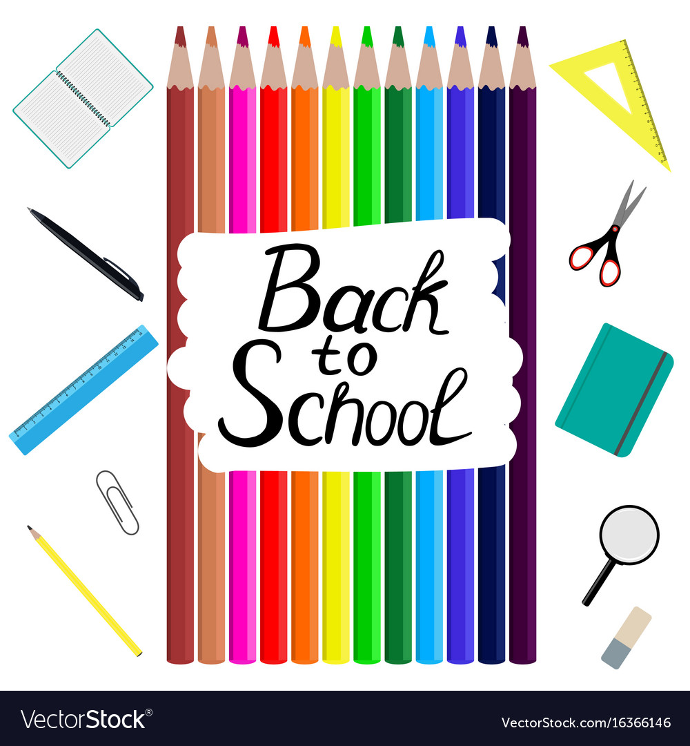 Back to school design set supplies Royalty Free Vector Image