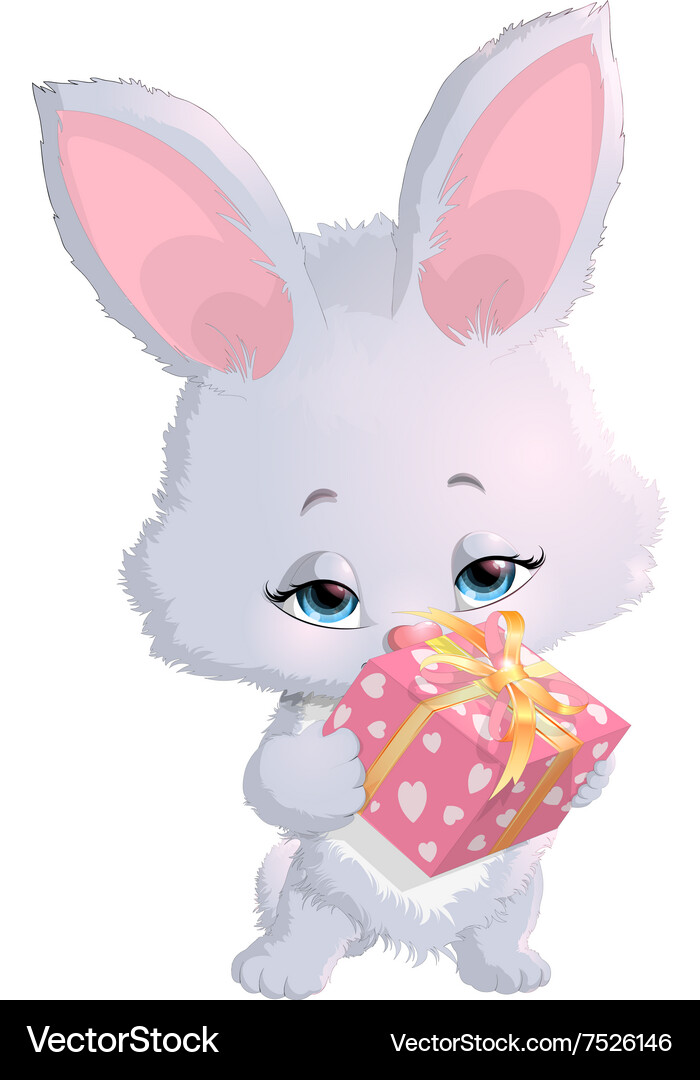 Cute bunny holding a box with gifts Royalty Free Vector