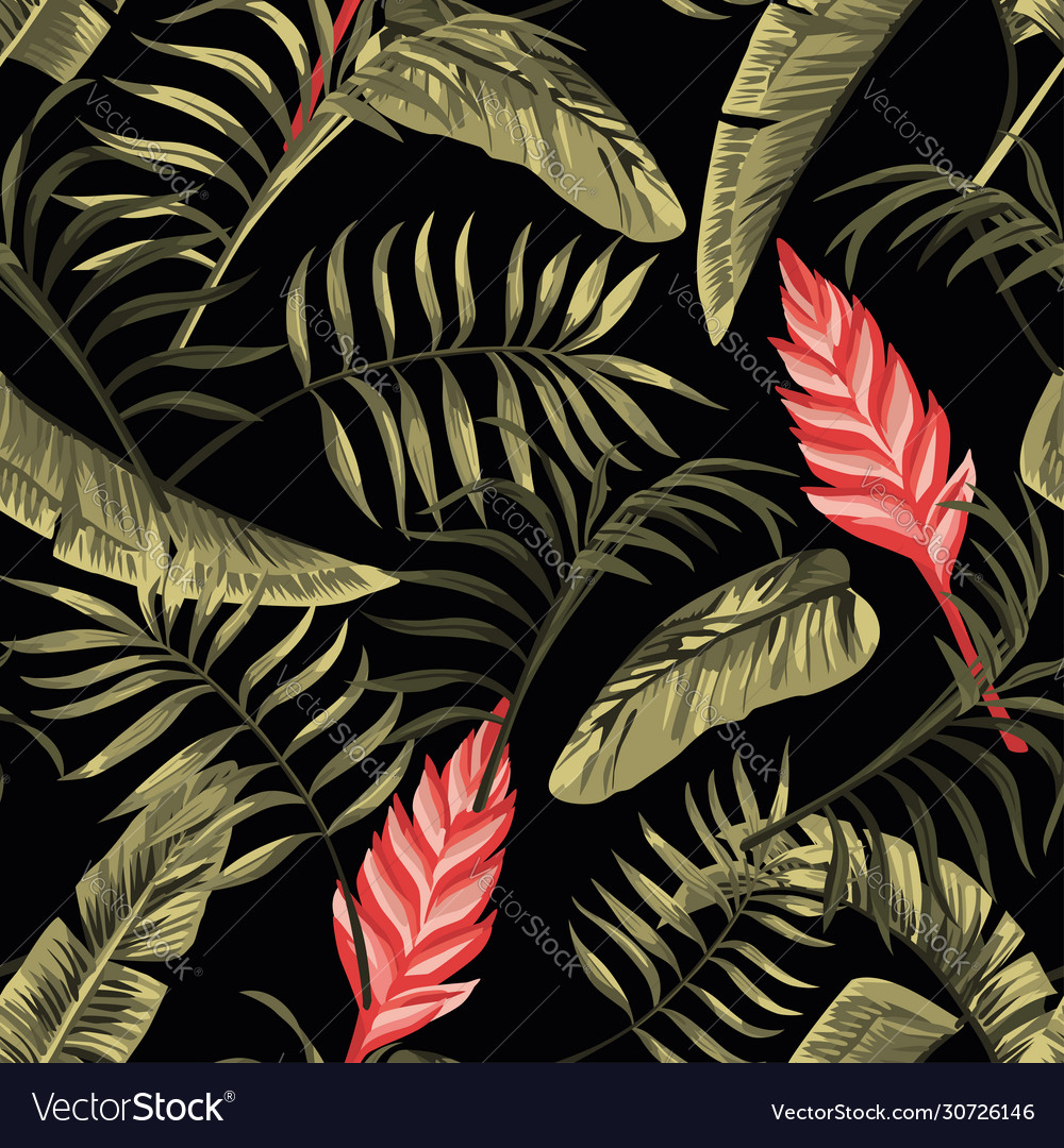 Floral seamless pattern tropical flowers hawaiian Vector Image