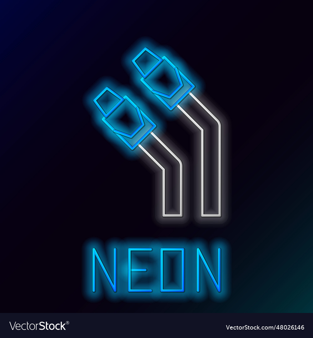 Glowing Neon Line Lan Cable Network Internet Icon Vector Image