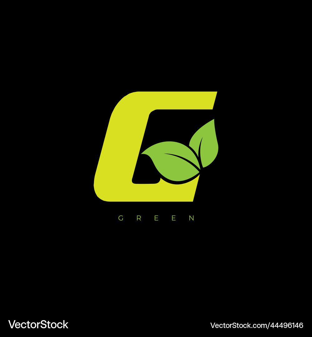 Green leaf letter g branding logo Royalty Free Vector Image