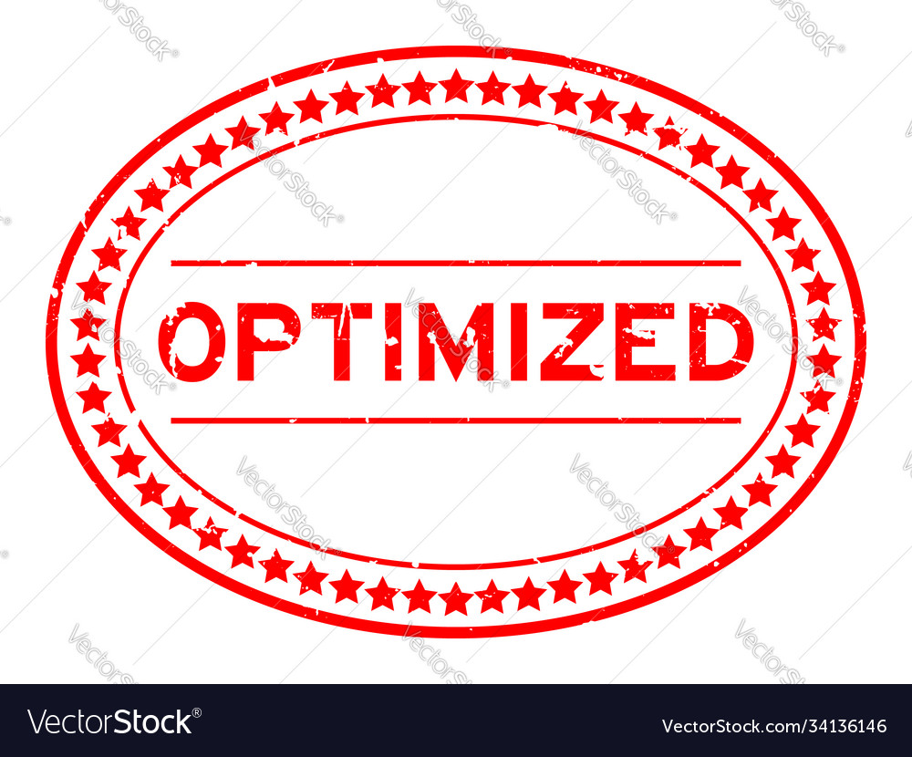 Grunge red optimized word oval rubber seal stamp Vector Image