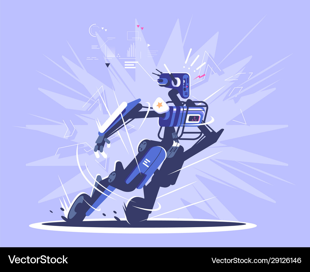 Robot police officer flat cyborg humanoid Vector Image