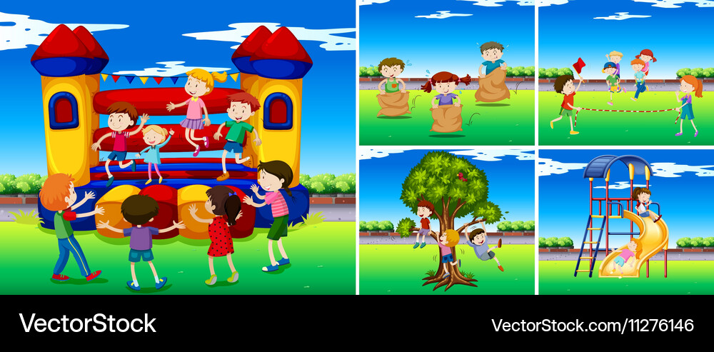 Scenes with children in the playground Royalty Free Vector