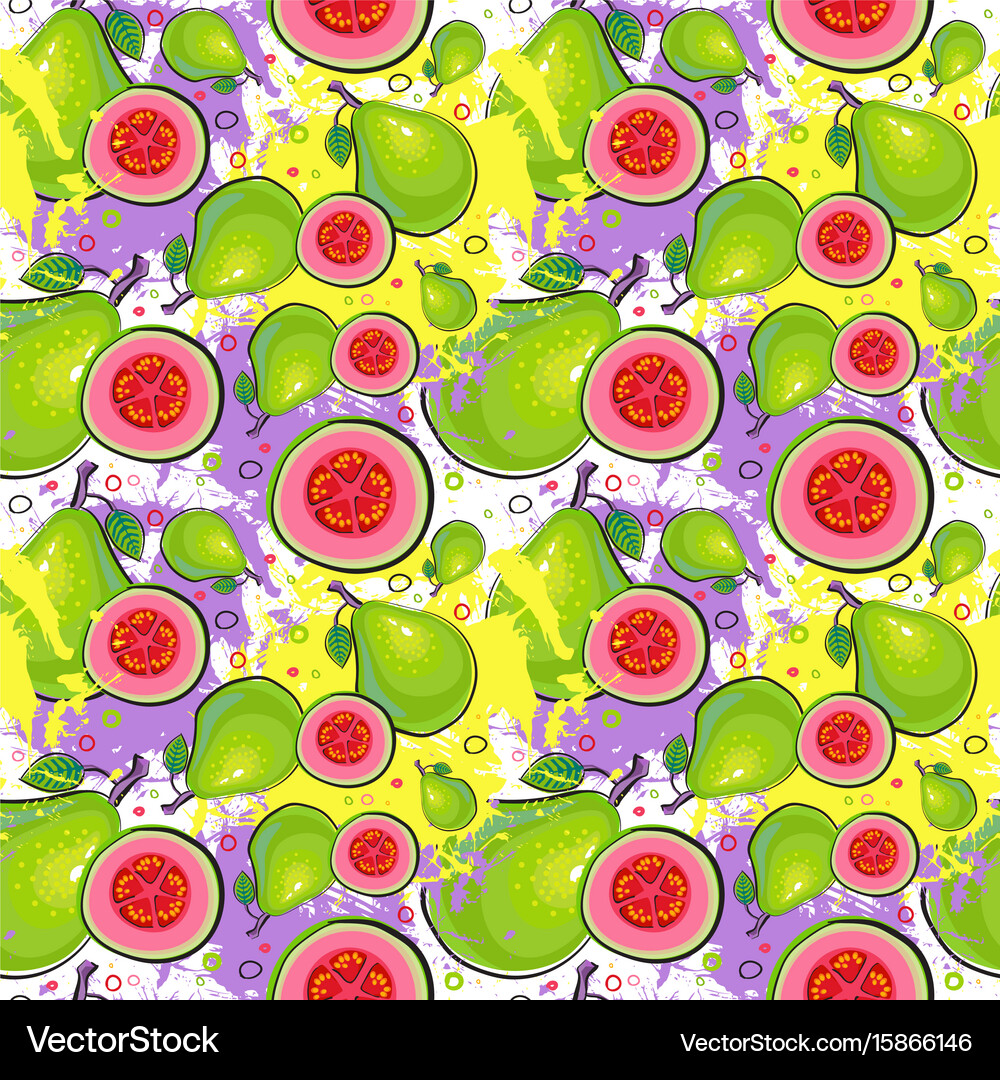 Seamless pattern guava fruits exotic ornament Vector Image