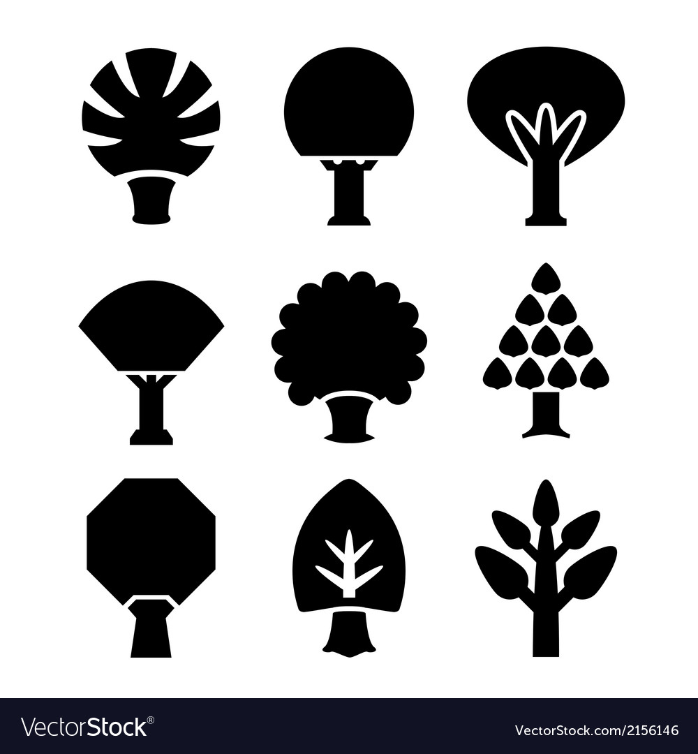 Set icons of trees Royalty Free Vector Image - VectorStock