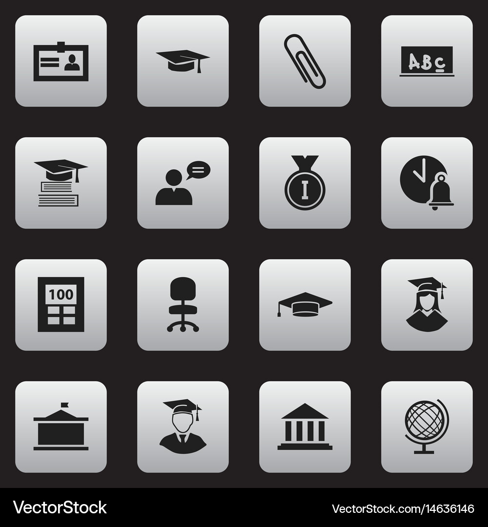 Set of 16 editable education icons includes Vector Image