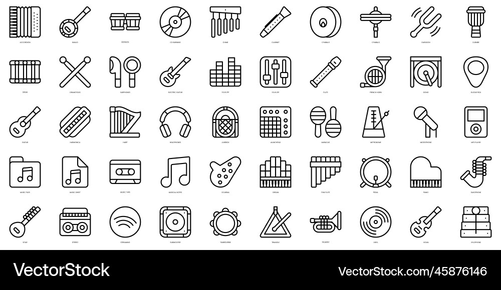 Set of thin line music icons Royalty Free Vector Image