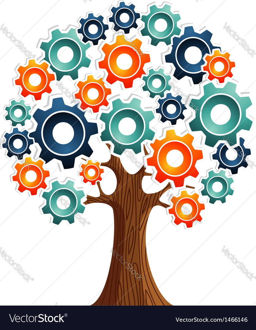 Technology engine tree Royalty Free Vector Image