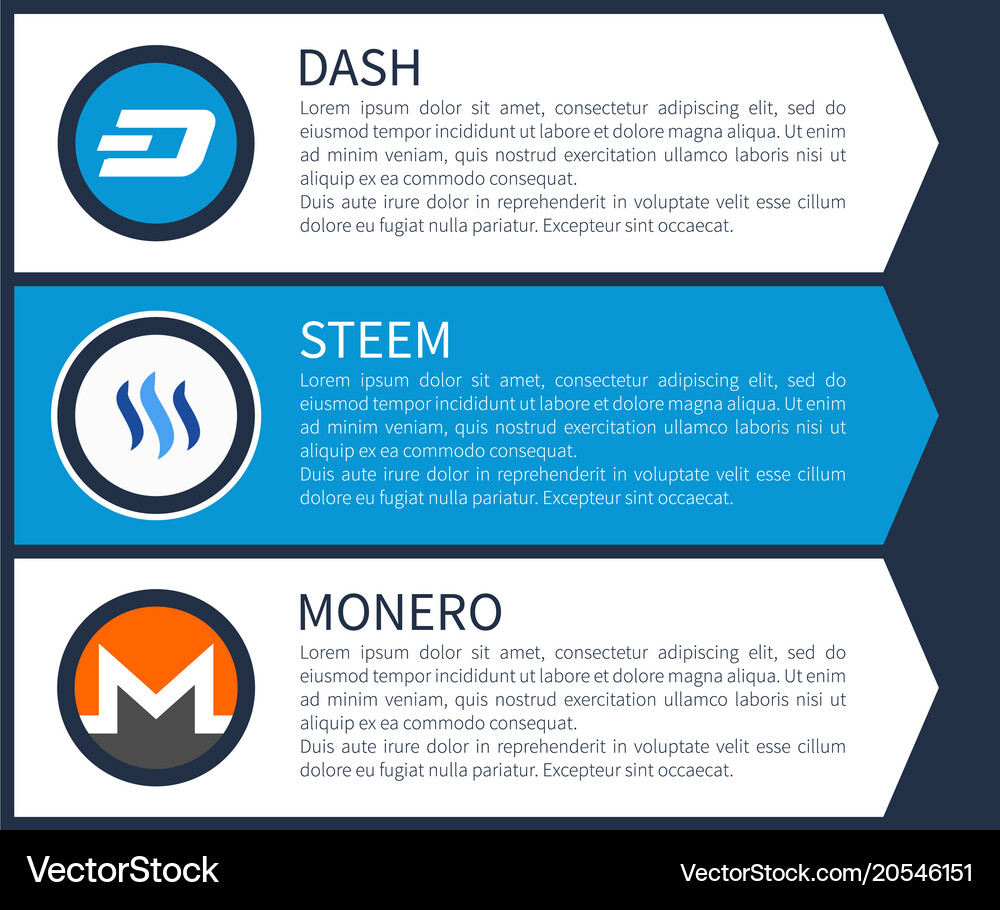 Blue dash white steem and orange with grey monero Vector Image