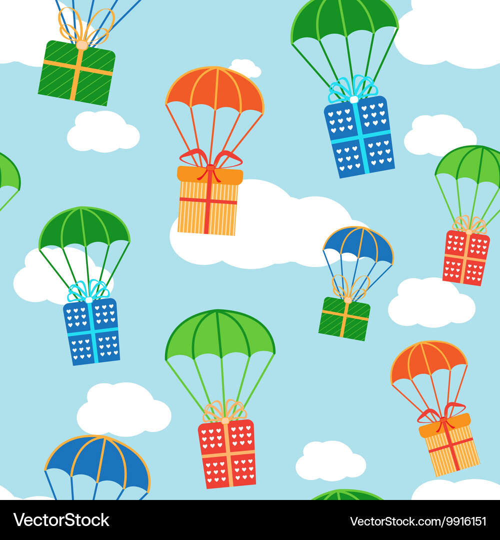 Cartoon colorful parachutes with gift boxes Vector Image