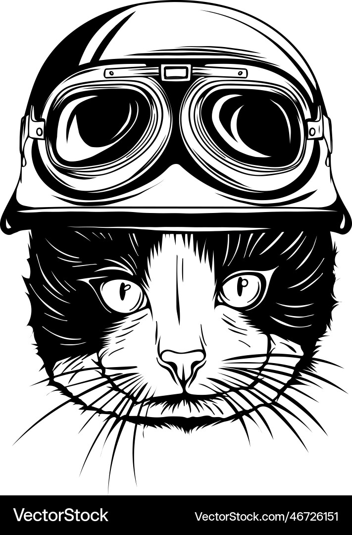 Cat head in vintage monochrome Royalty Free Vector Image