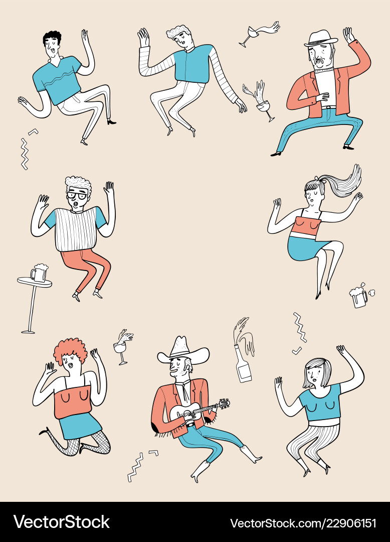Collection of hand drawn people Royalty Free Vector Image