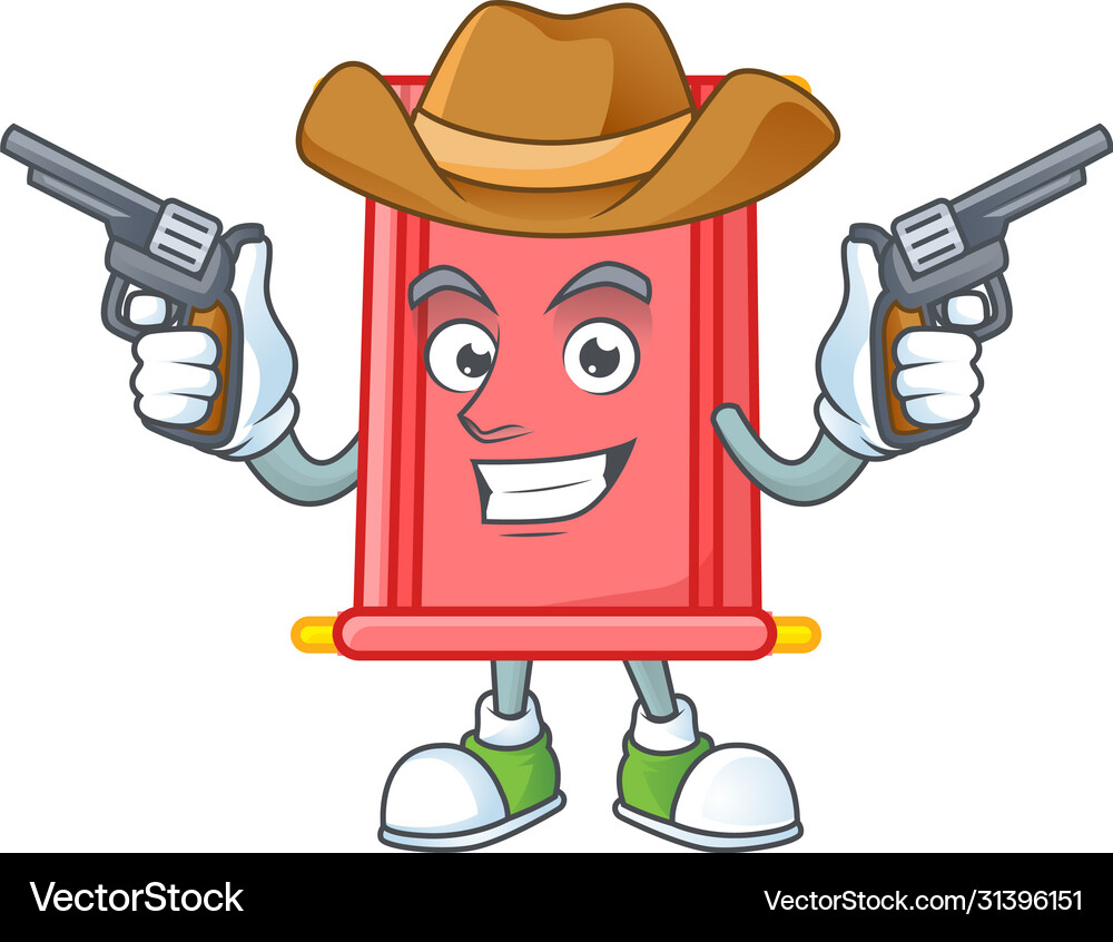 Confident chinese red scroll cowboy holding guns Vector Image