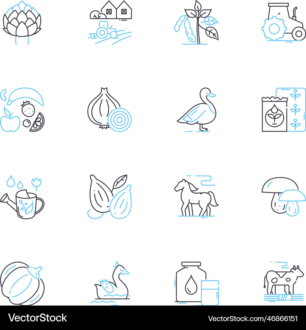 Field linear icons set agriculture cultivation Vector Image
