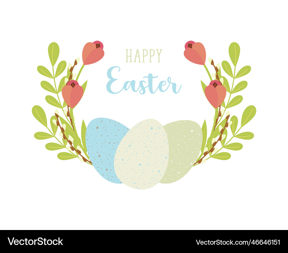 Happy easter holiday card eggs pastel colors Vector Image