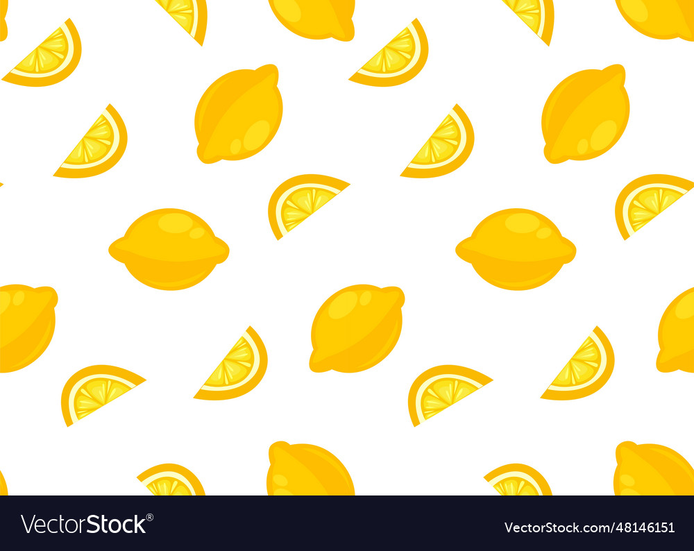 Lemons whole and sliced pieces seamless pattern Vector Image