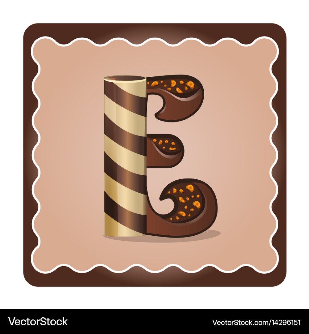Letter e candies chocolate Royalty Free Vector Image