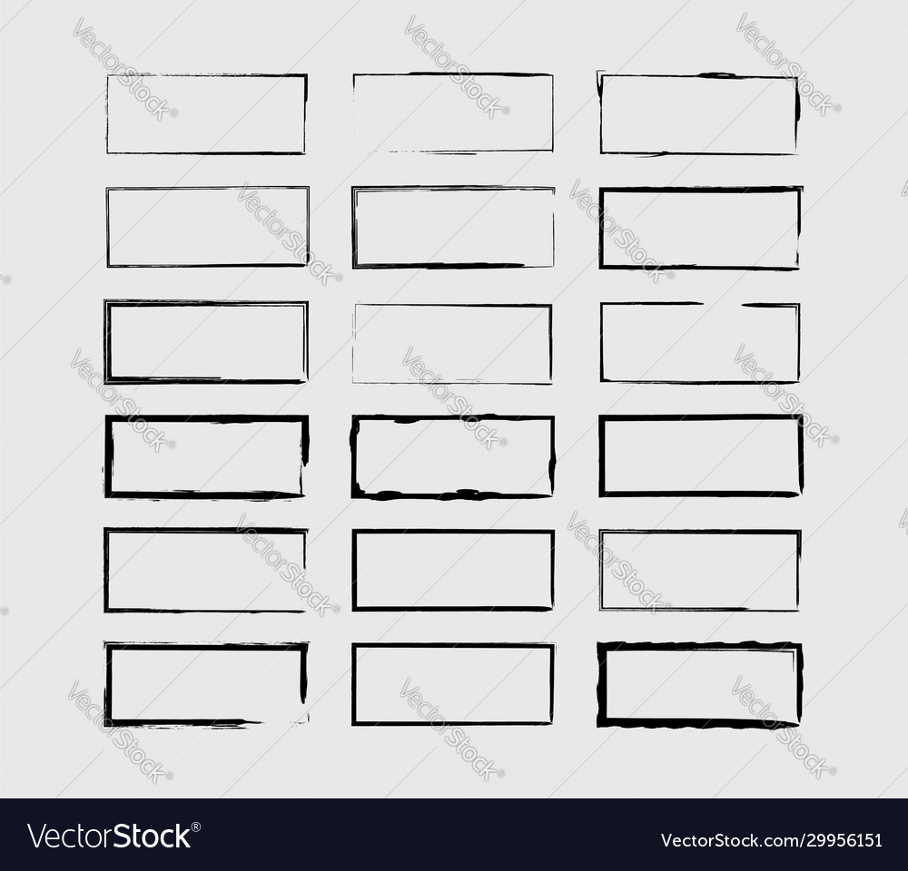 Set black rectangle grunge frames Royalty Free Vector Image