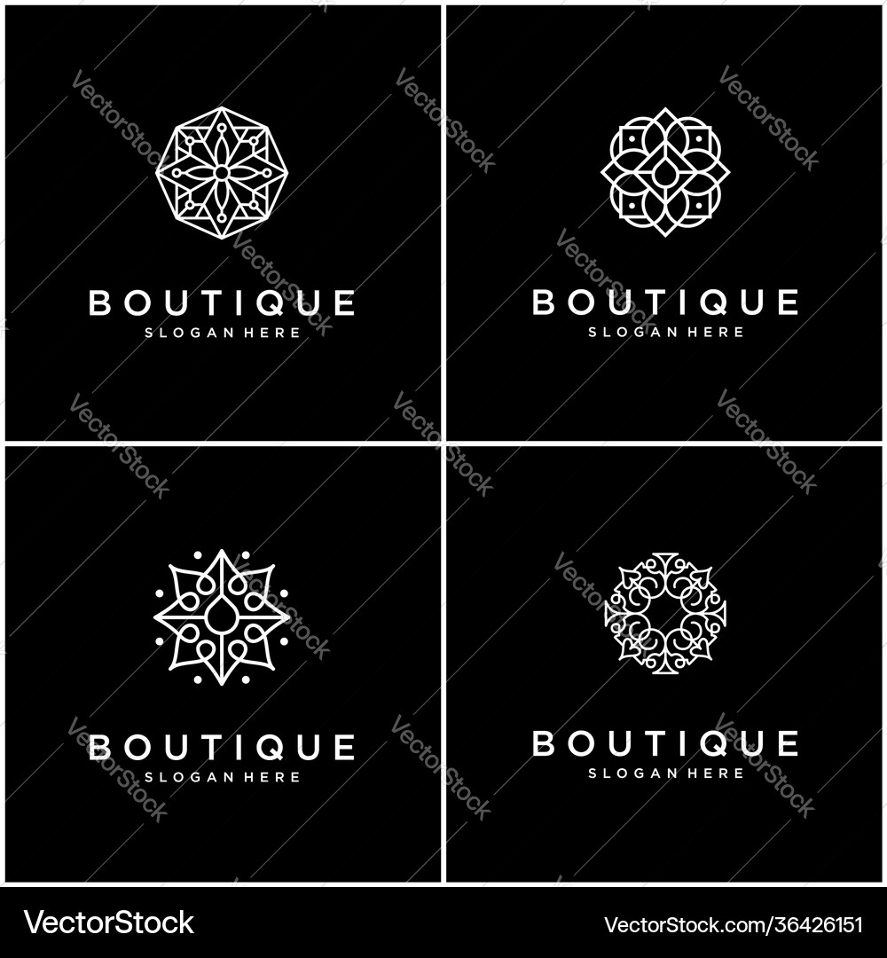 Set collection flower logo design line art can Vector Image