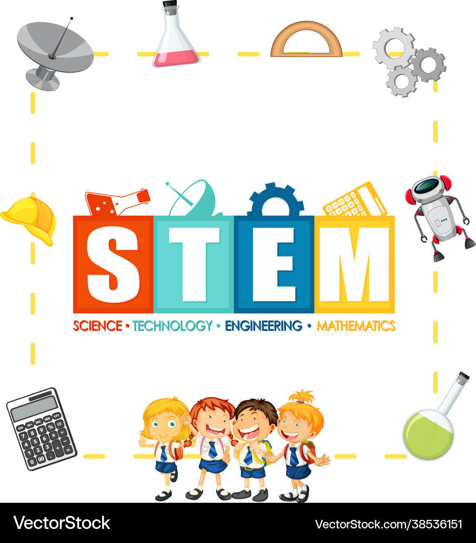 Stem education logo with children and education Vector Image