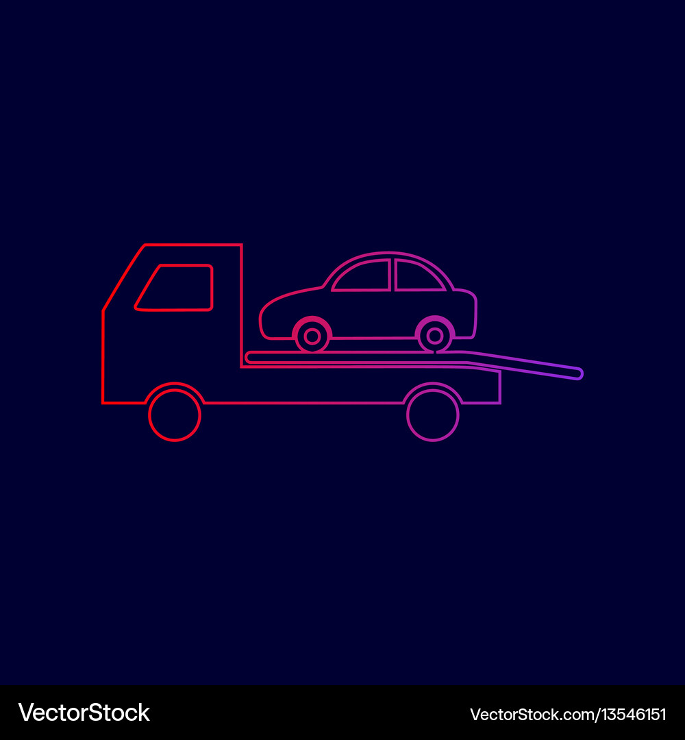Tow car evacuation sign line icon Royalty Free Vector Image