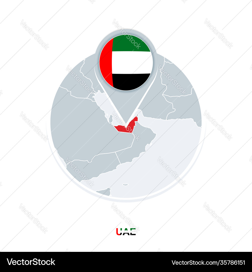 United arab emirates map and flag icon Royalty Free Vector