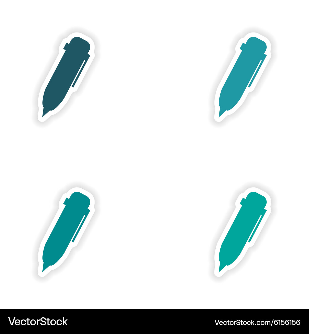 Assembly realistic sticker design on paper pen Vector Image
