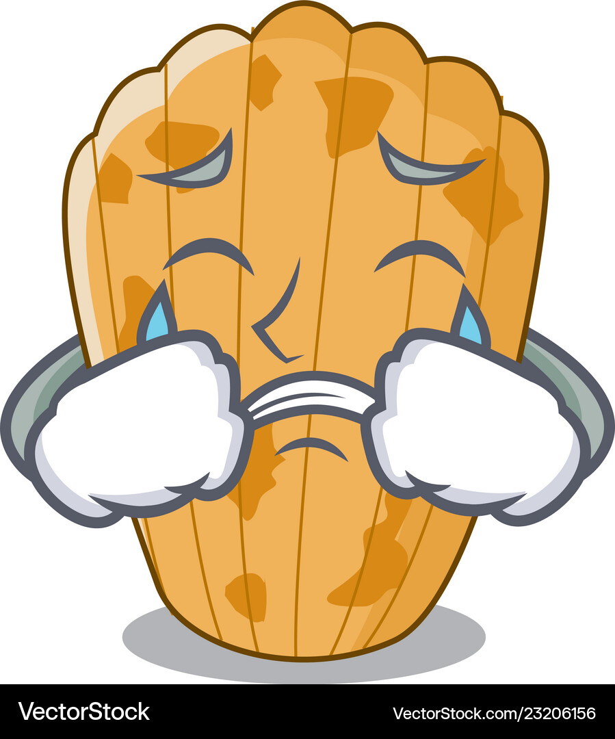 Crying cake madeleine character a homemade Vector Image