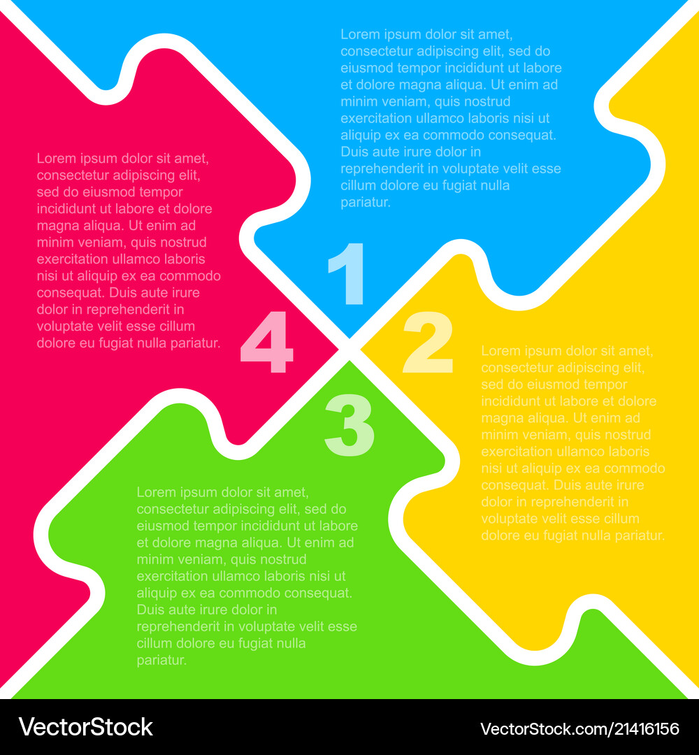 Four colorful piece puzzle infographic 4 step Vector Image