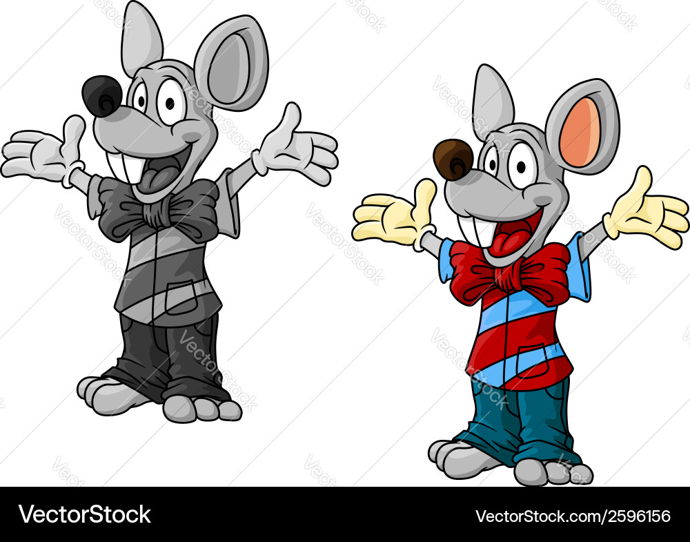 Happy cartoon mouse characters in clothes Vector Image
