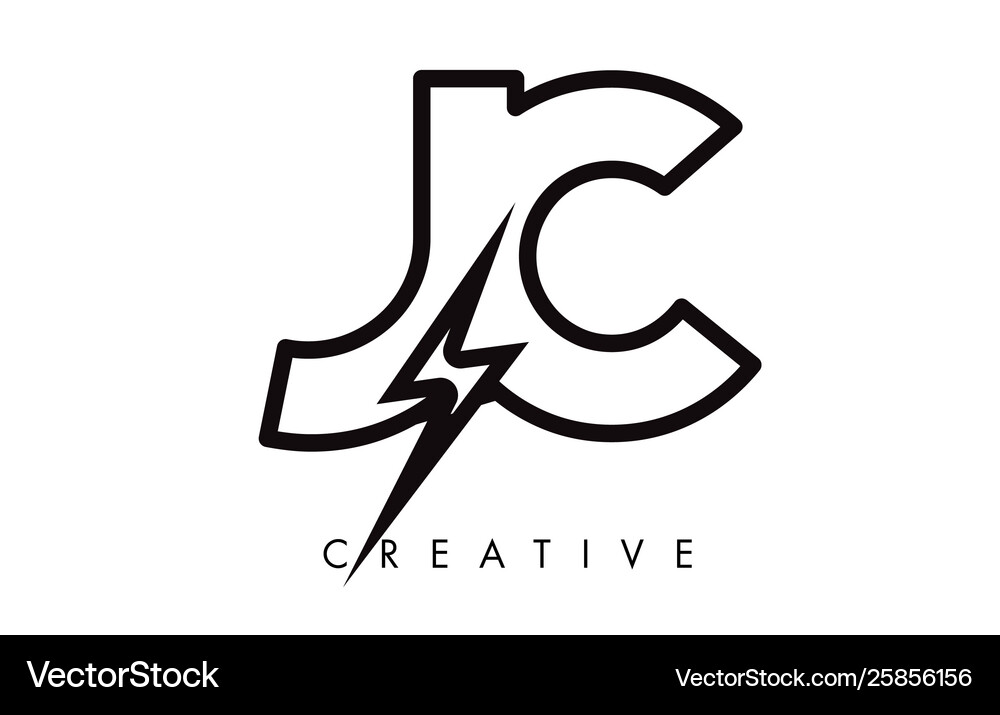 Jc letter logo design with lighting thunder bolt Vector Image