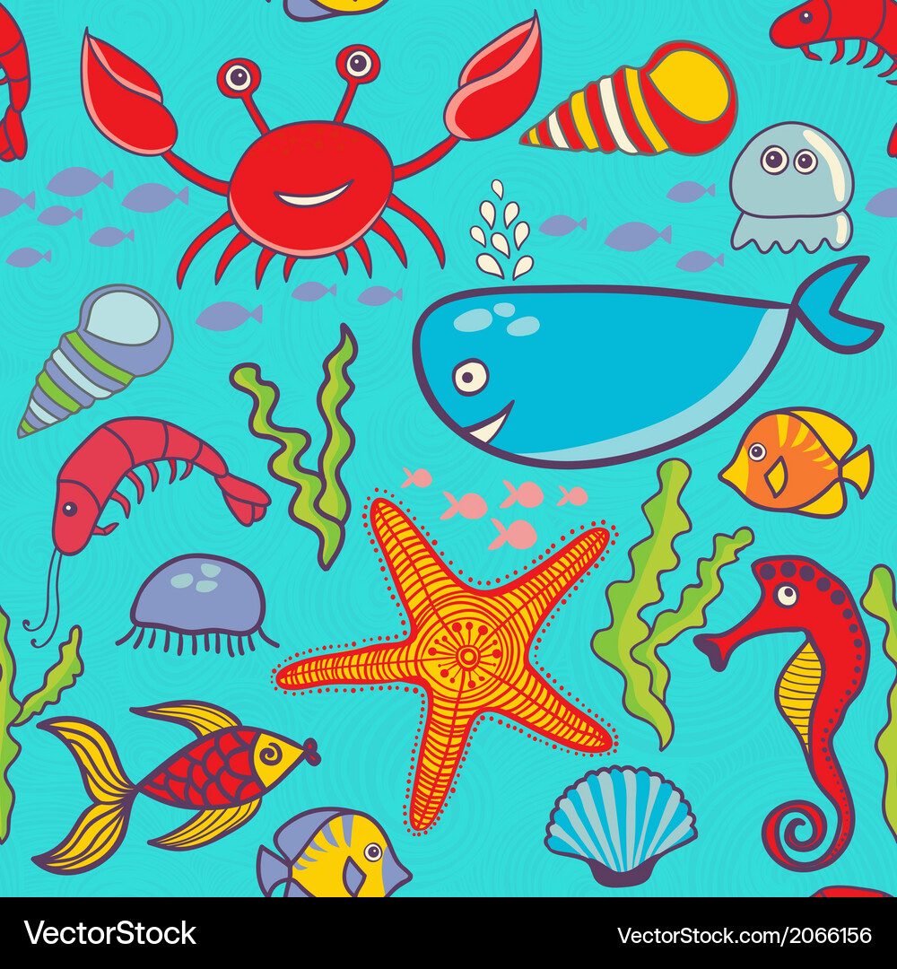 Marine seamless pattern endless texture of sea Vector Image