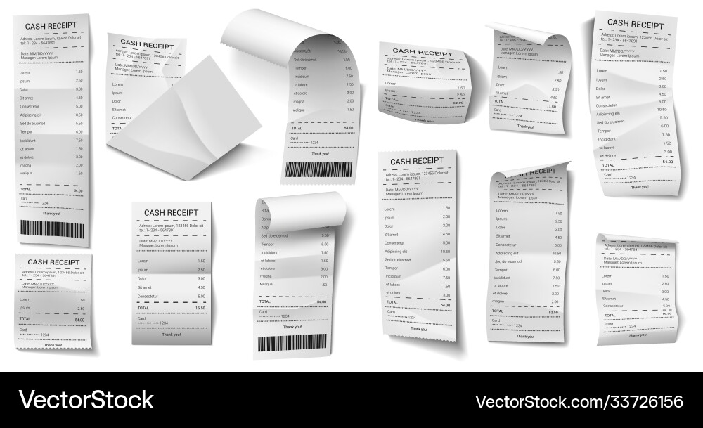 Realistic paper check shopping purchase paper Vector Image