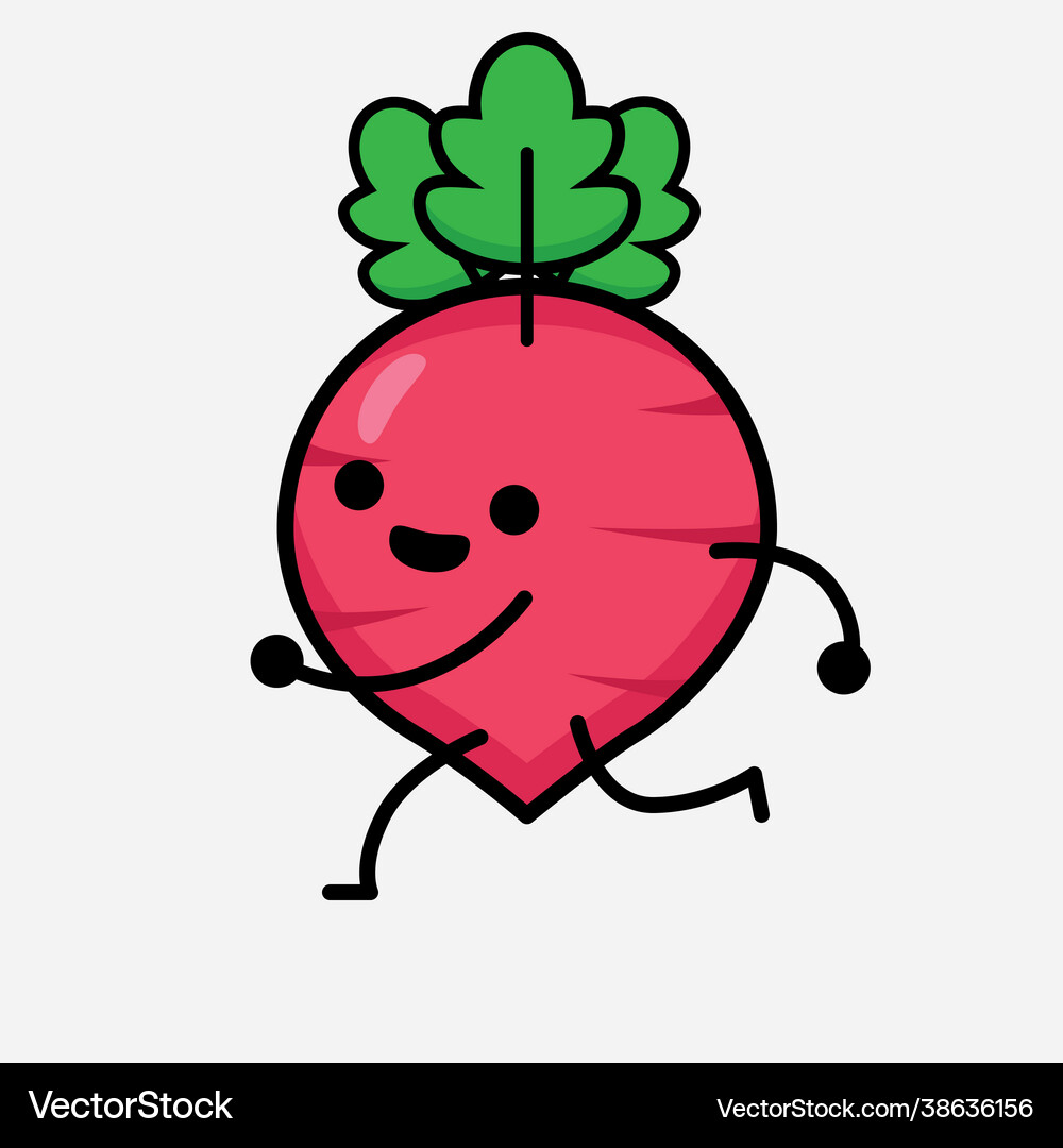 Red radish character with cute face and simple Vector Image