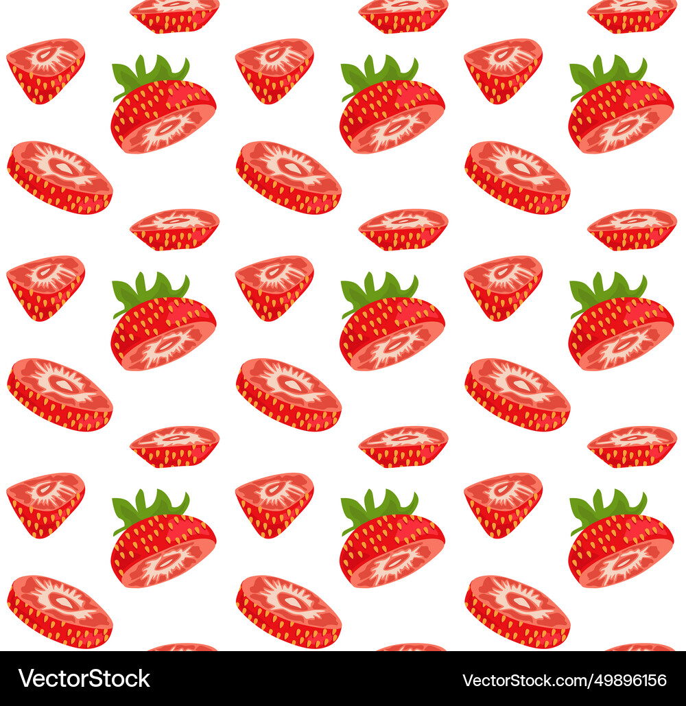 Ripe red strawberries cut into many pieces Vector Image