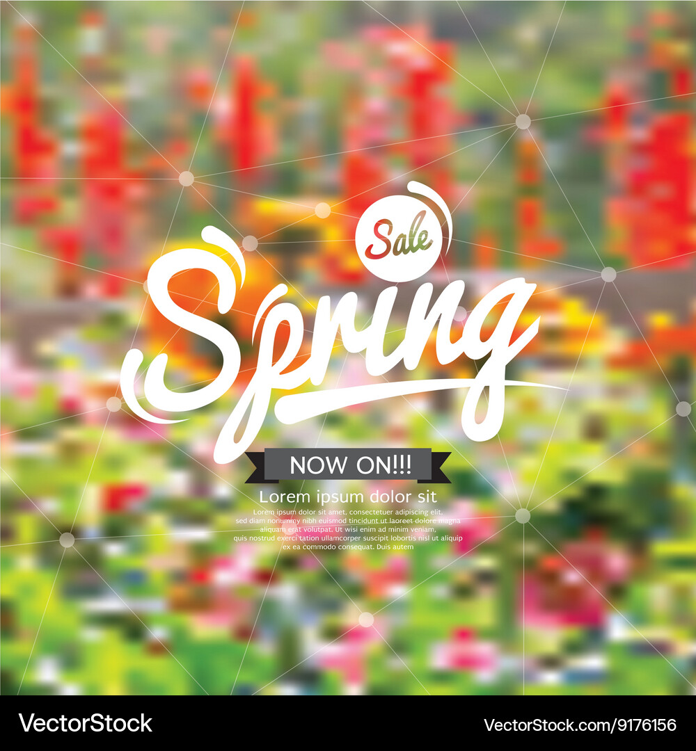 Spring sale design with floral blurred background Vector Image