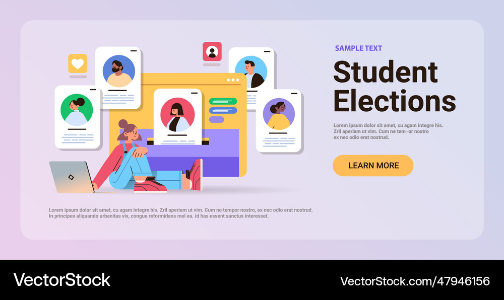 Student choosing candidates voting on laptop Vector Image