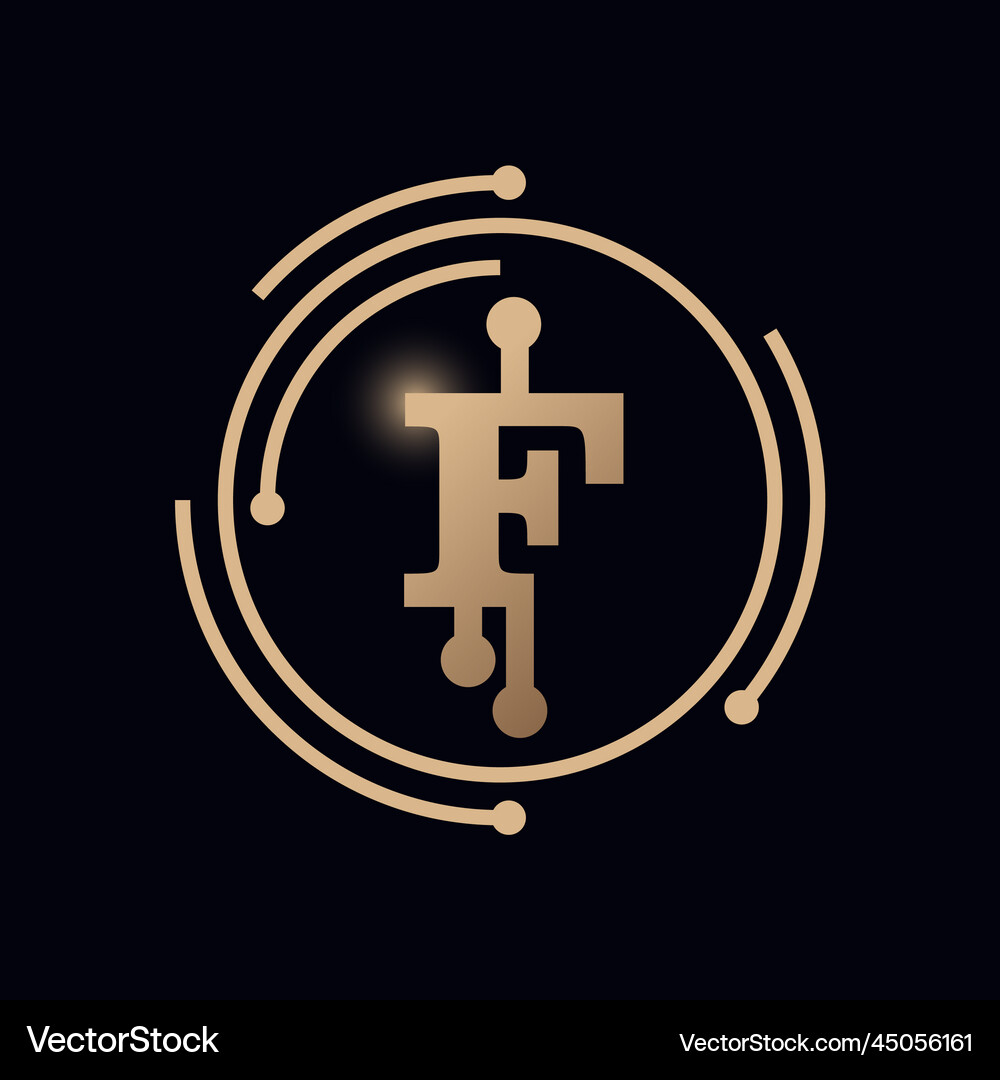 Alphabet f crypto currency Royalty Free Vector Image