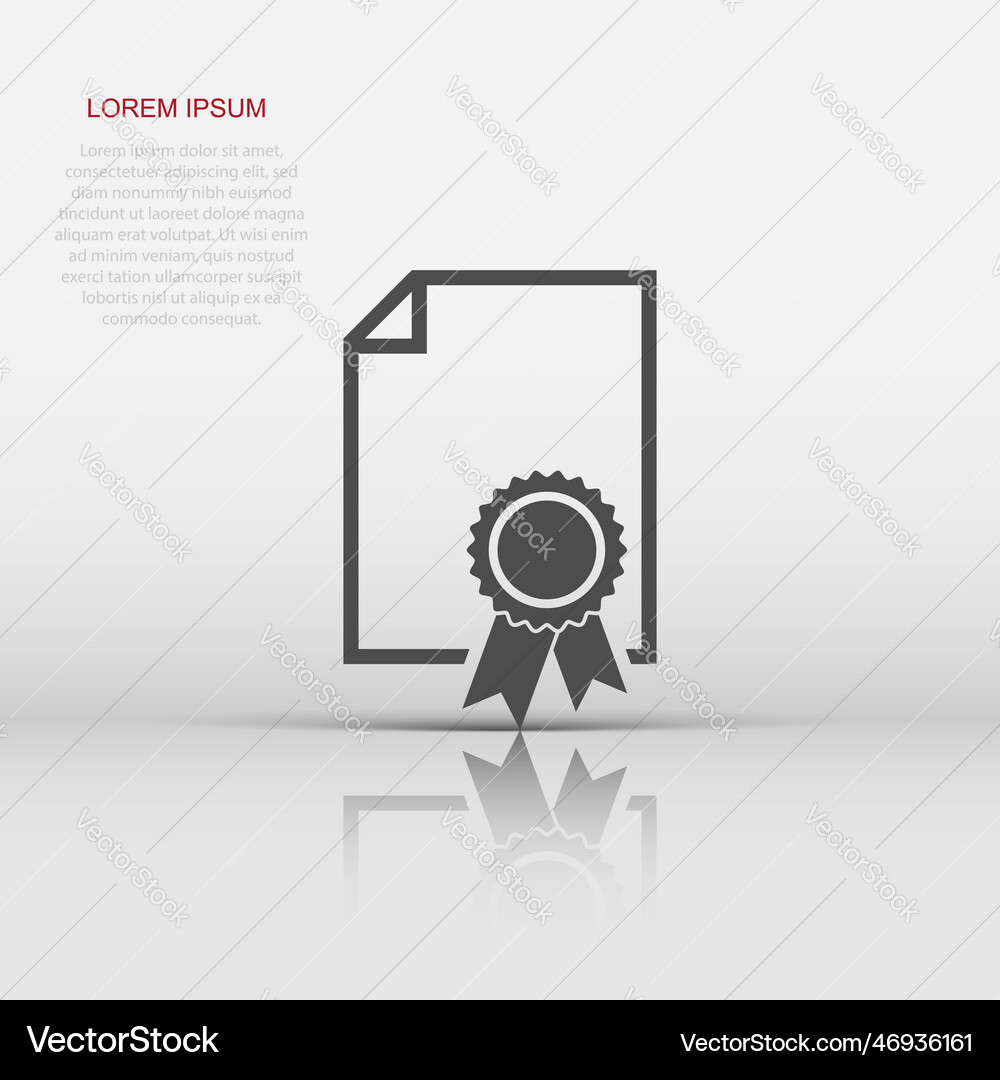 Certificate icon in flat style diploma sign Vector Image