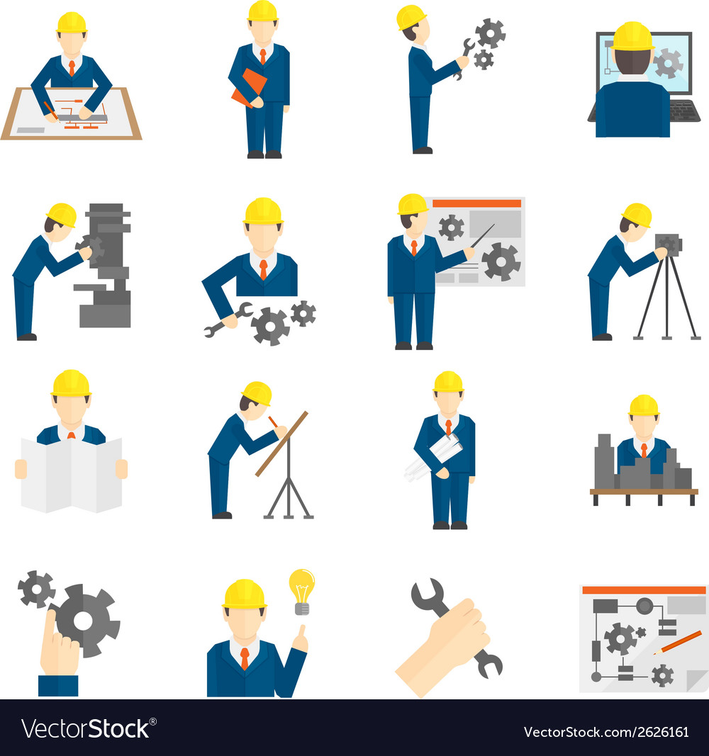 Set engineer icons Royalty Free Vector Image - VectorStock Set engineer icons Royalty Free Vector Image - VectorStock