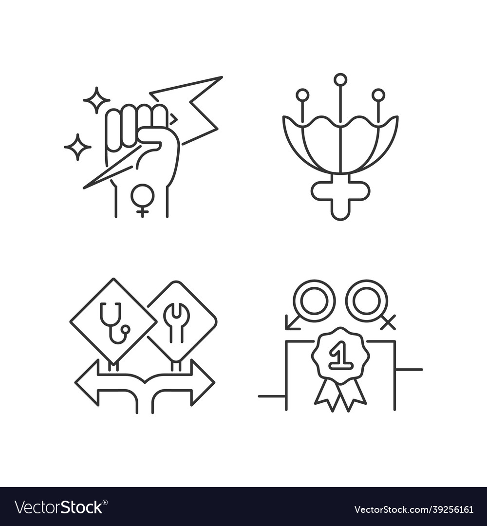 Women Empowerment Linear Icons Set Royalty Free Vector Image