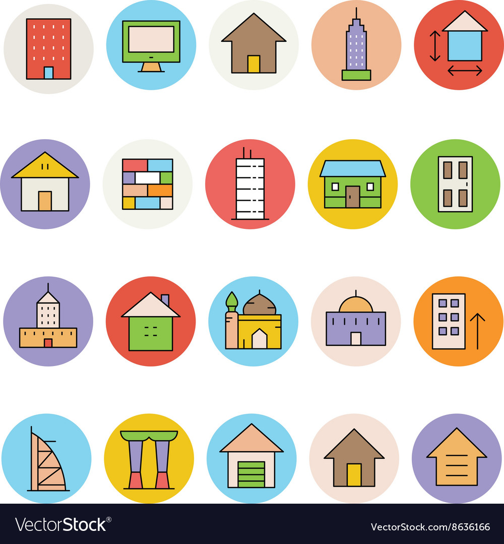 Architecture and Buildings Icons 3 Royalty Free Vector Image