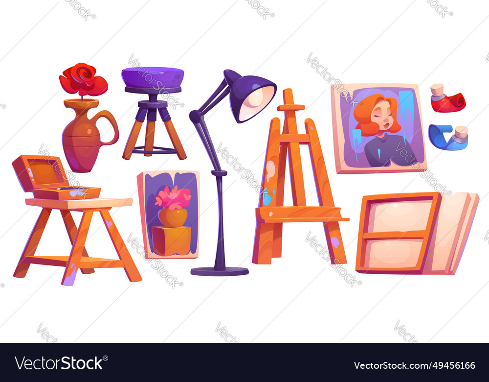 Art studio design elements set Royalty Free Vector Image