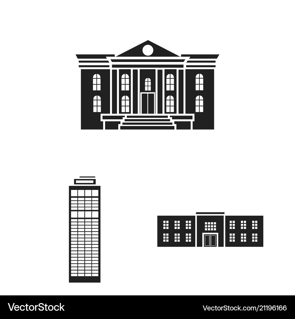 Building and architecture black icons in set Vector Image