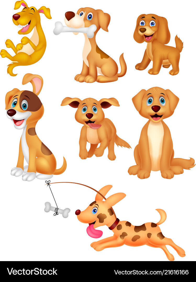Cartoon dogs collection set Royalty Free Vector Image