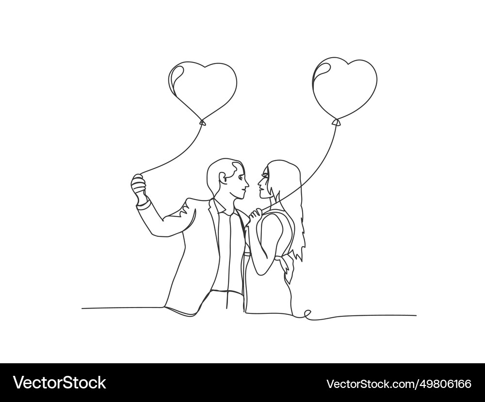 Continuous one line happy couple in love Vector Image
