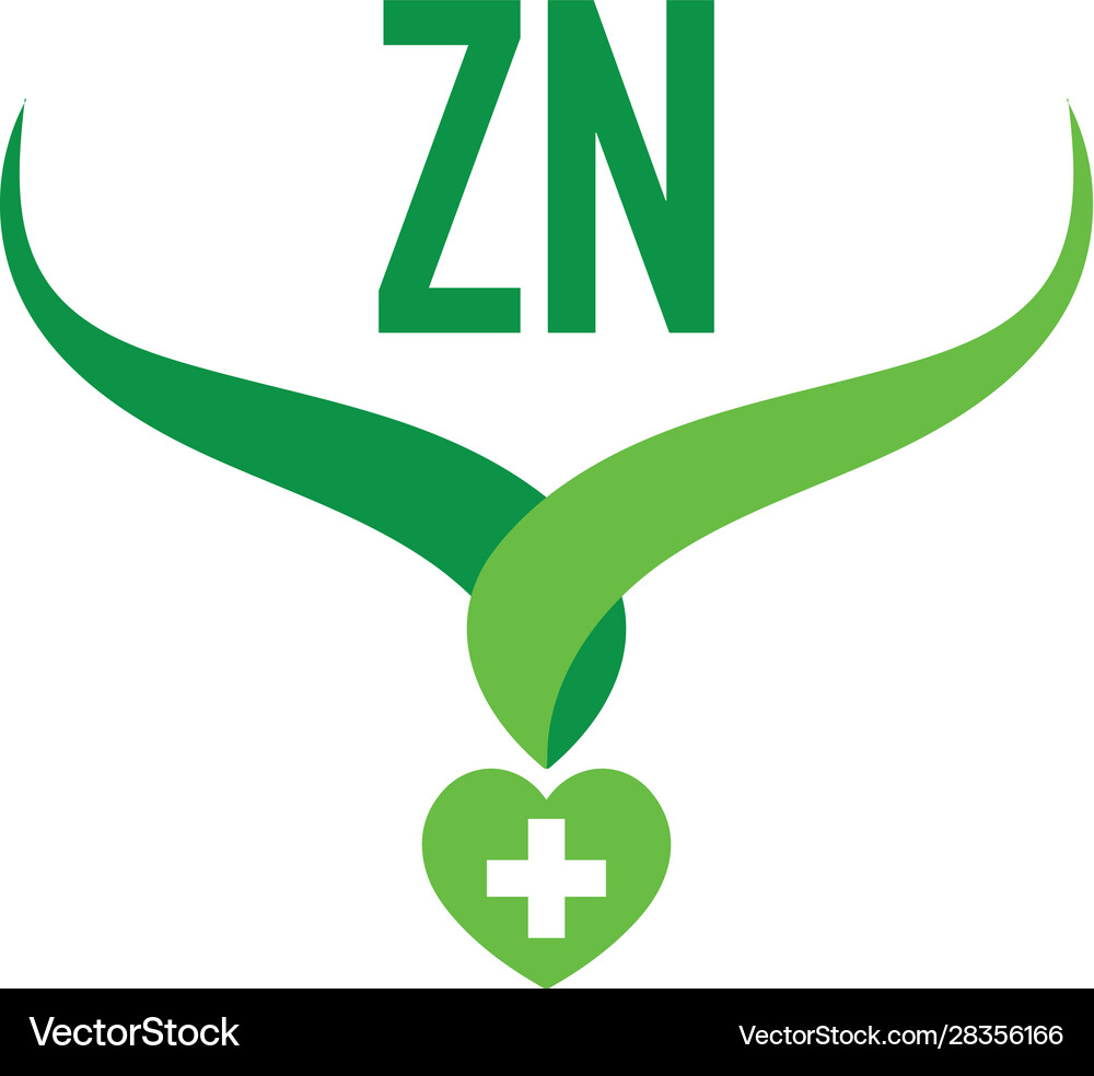 Initial letter zn creative health green logo Vector Image